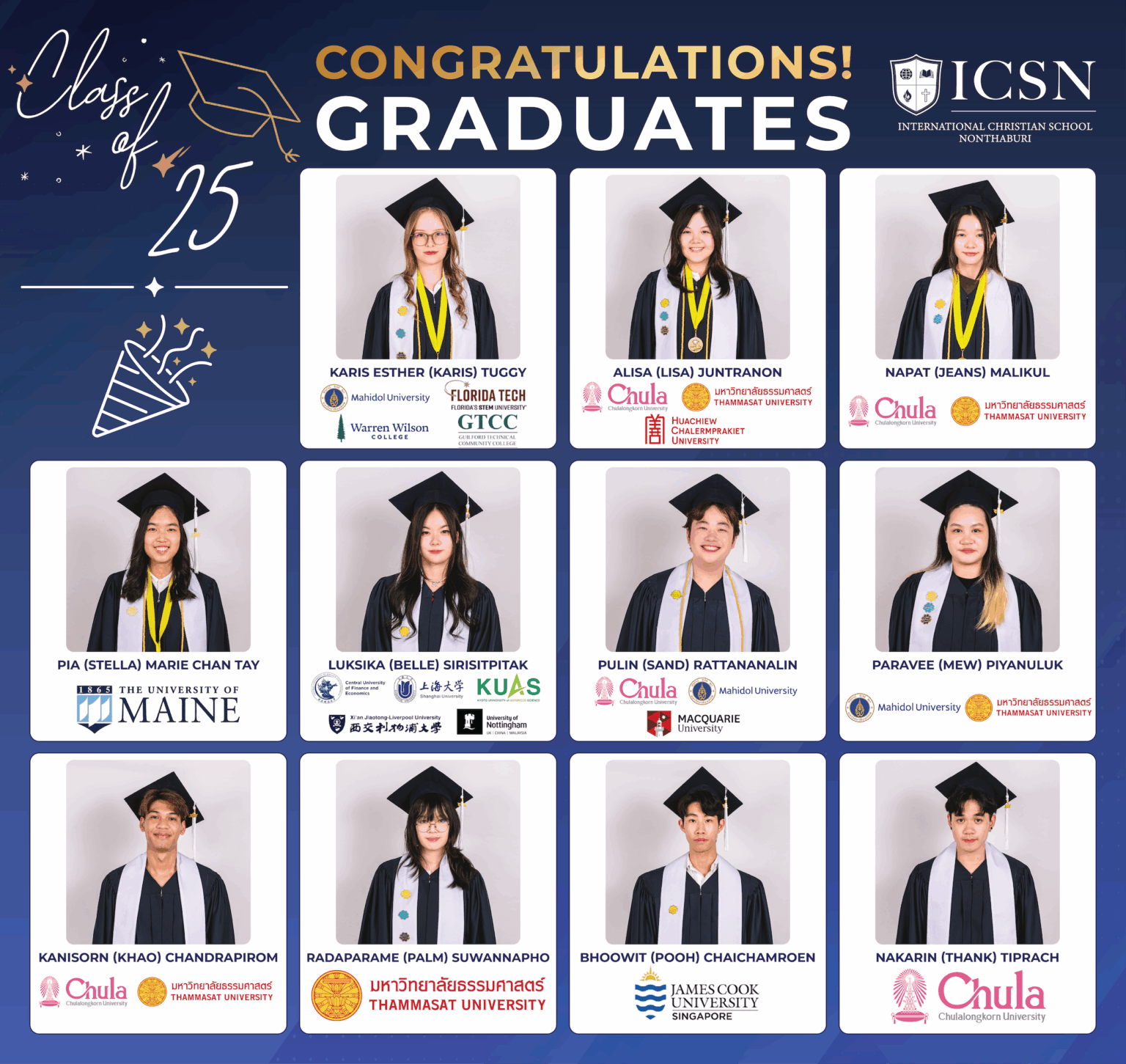 Congratulations to the 2025 International Christian School Nonthaburi ...